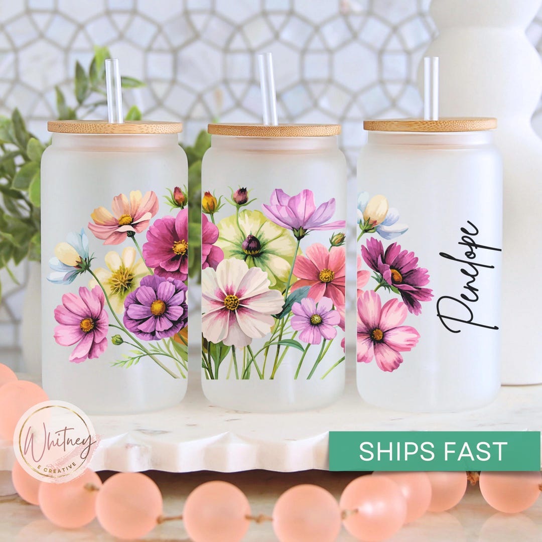 Personalized Cosmos Tumbler Cup, Custom Cosmos October Birth Flower ...