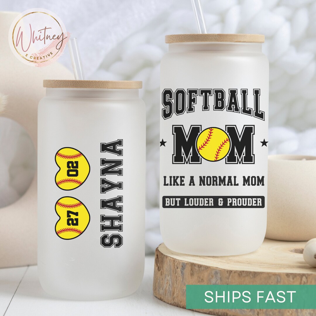 Personalized Softball Mom Tumbler, Custom Softball Mom Frosted Coffee ...