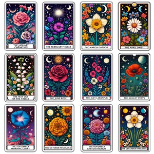 Custom Birth Flower Tarot Card Frosted Glass Coffee Cup, Personalized ...