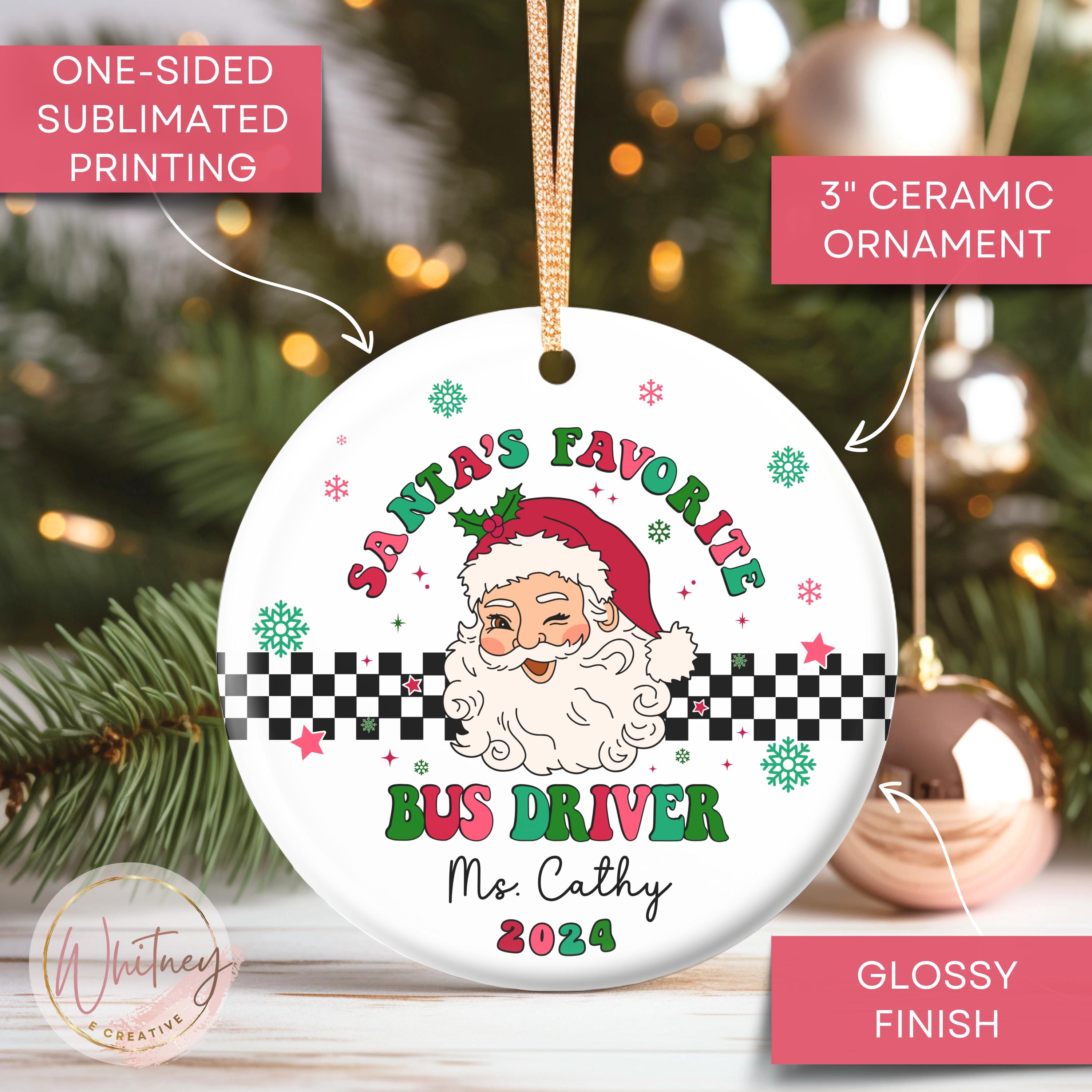 Personalized Bus Driver Christmas Ornament, Custom Bus Driver Christmas ...