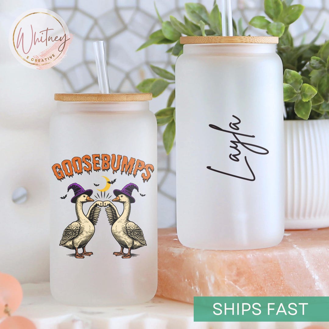 Personalized Goose Bumps Tumbler, Halloween Silly Goose Frosted Glass ...