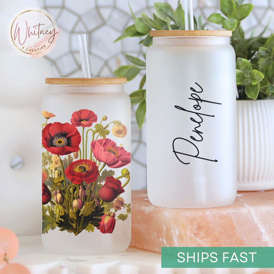 Personalized Poppies Tumbler, Floral Gift for Women, Custom Poppy ...
