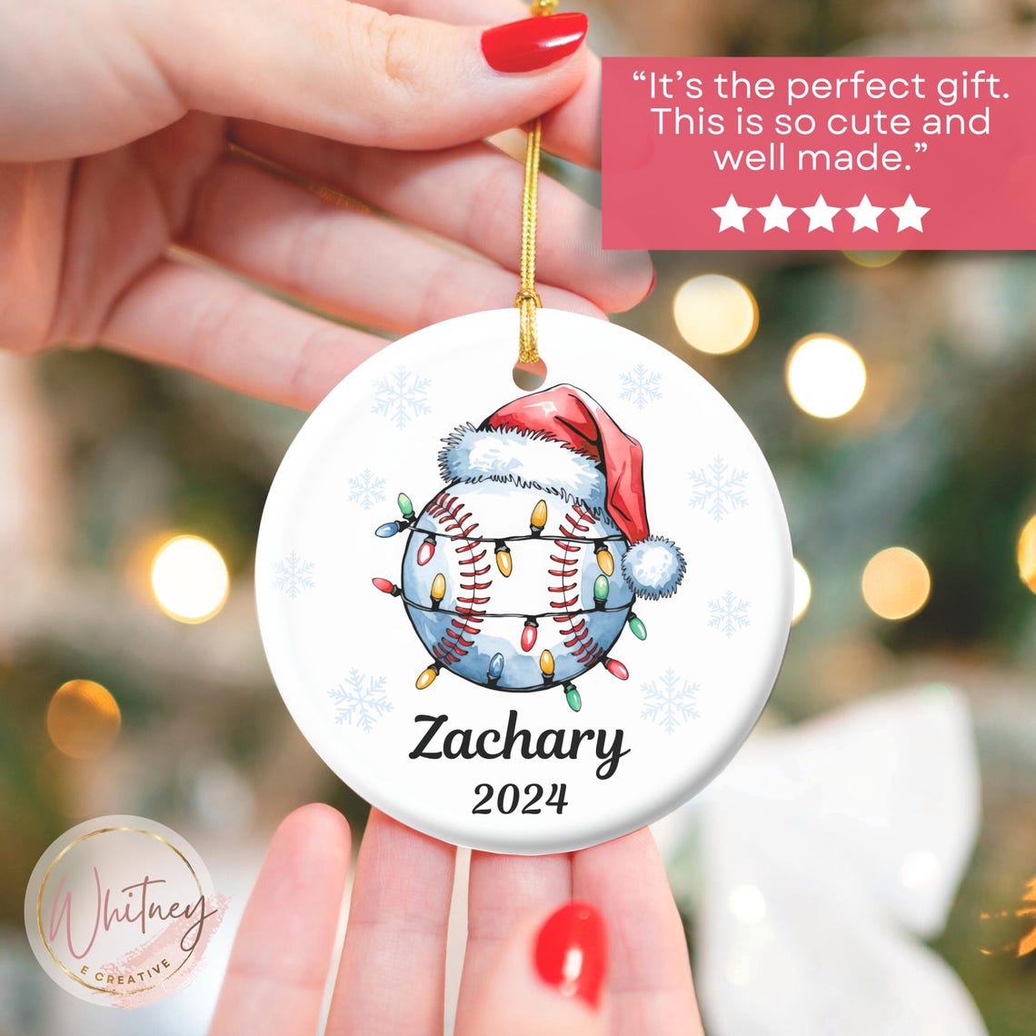 Personalized Baseball Christmas Ornament, Custom Baseball Christmas ...
