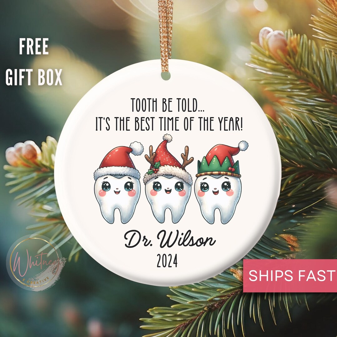 Personalized Dentist Tooth Ornament, Custom Dentist Gift, Dental Office ...
