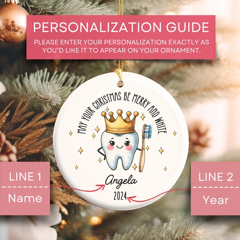 Personalized Dentist Tooth Ornament, Custom Dentist Gift, Dental Office ...