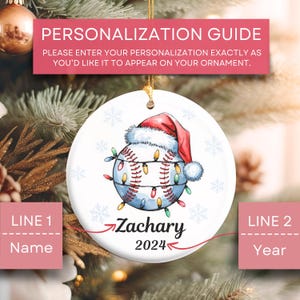 Personalized Baseball Christmas Ornament, Custom Baseball Christmas ...