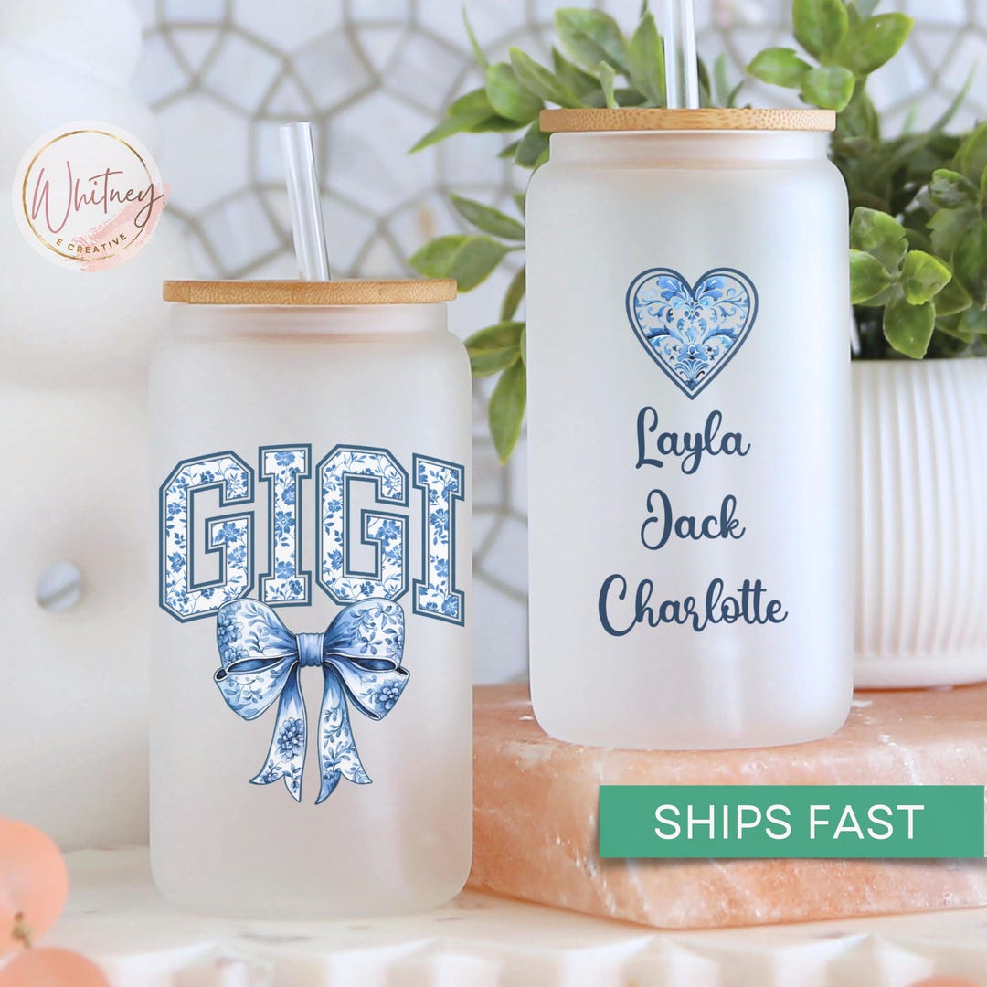 Personalized Gigi Bow Tumbler, Coquette Bow Gigi Chinoiserie Frosted ...