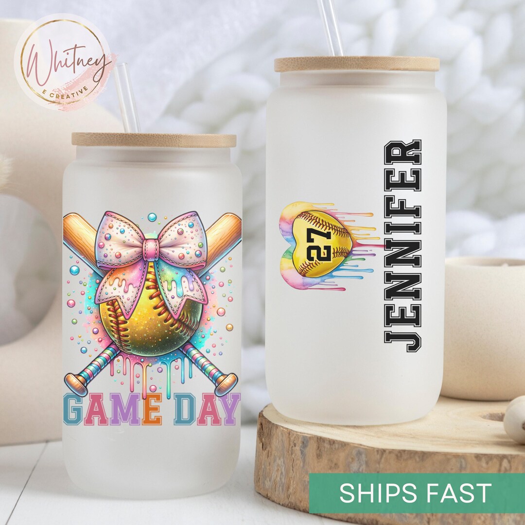Personalized Softball Mom Tumbler, Custom Softball Mom Frosted Coffee ...