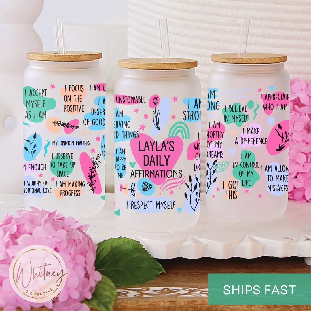 Custom Daily Affirmation Iced Coffee Cup, Personalized Daily Reminders ...