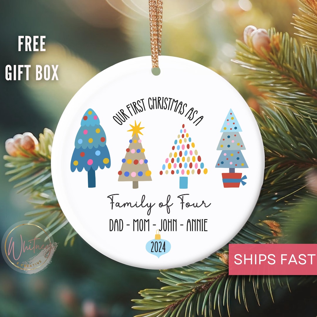 Personalized Family of Four Christmas Ornament- Family of 4 Family ...