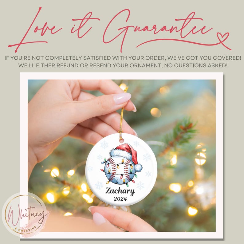 Personalized Baseball Christmas Ornament, Custom Baseball Christmas ...