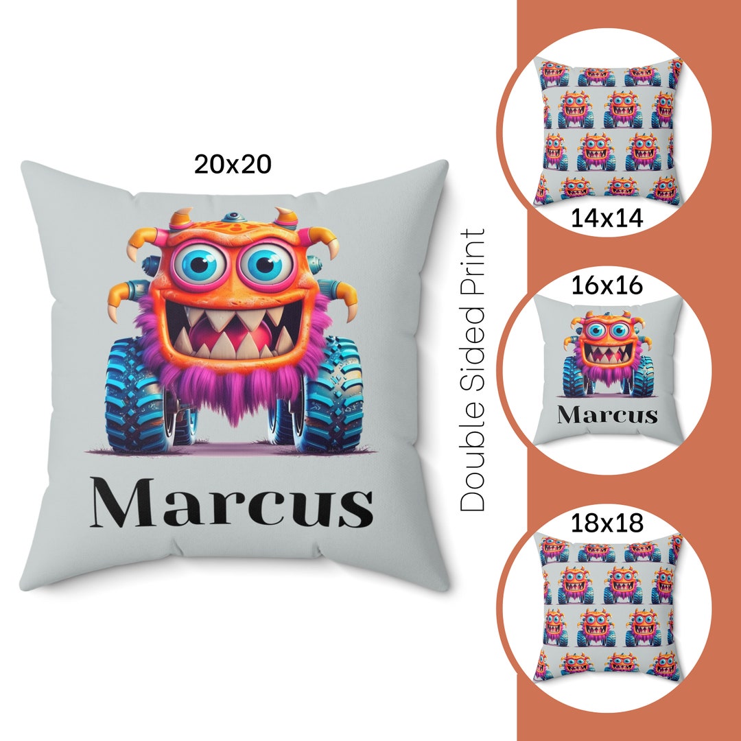 Personalized Monster Truck Pillow and Cover Custom Kids Pillow Accent ...