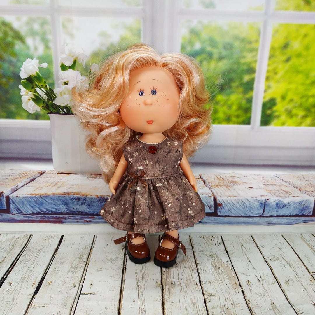 Copper-blonde Doll Mia 9'' Girl From Nines Brown Dress - Etsy