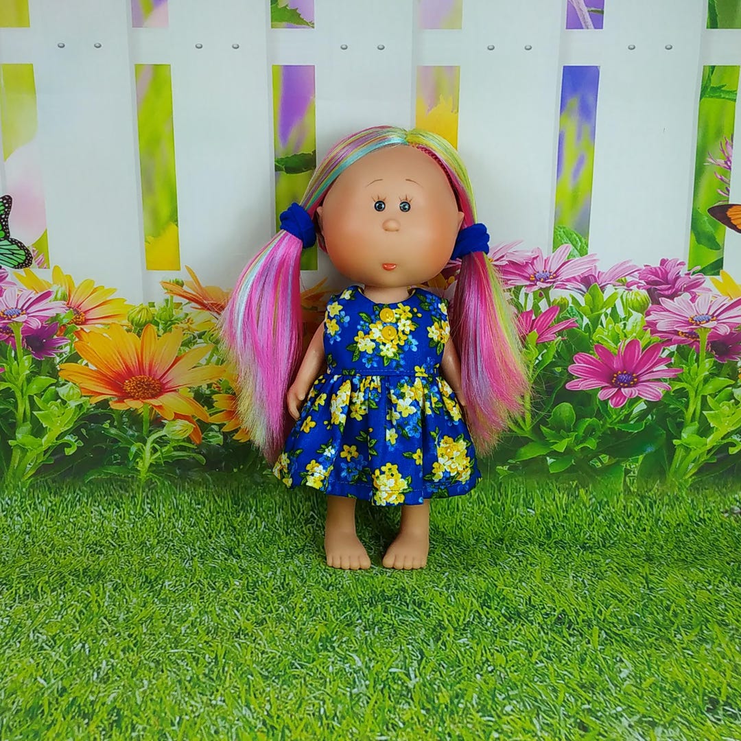 Little Doll Mia 9'' Pink Yellow Girl From Nines Blue Dress - Etsy