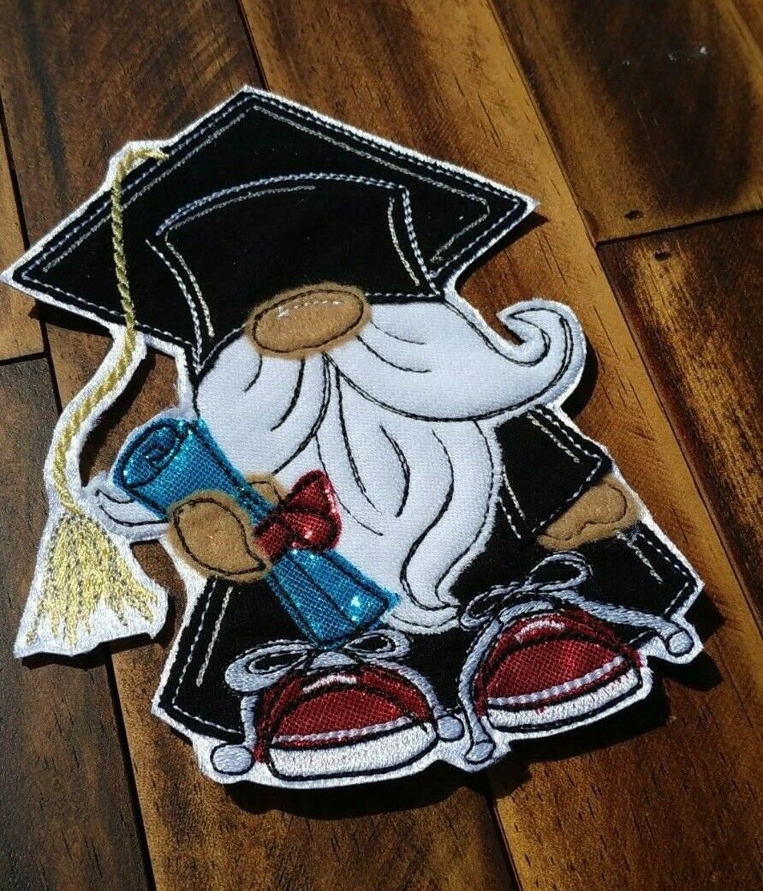 Gnome Student Machine Embroidery Design Funny Elf Graduation Applique ...