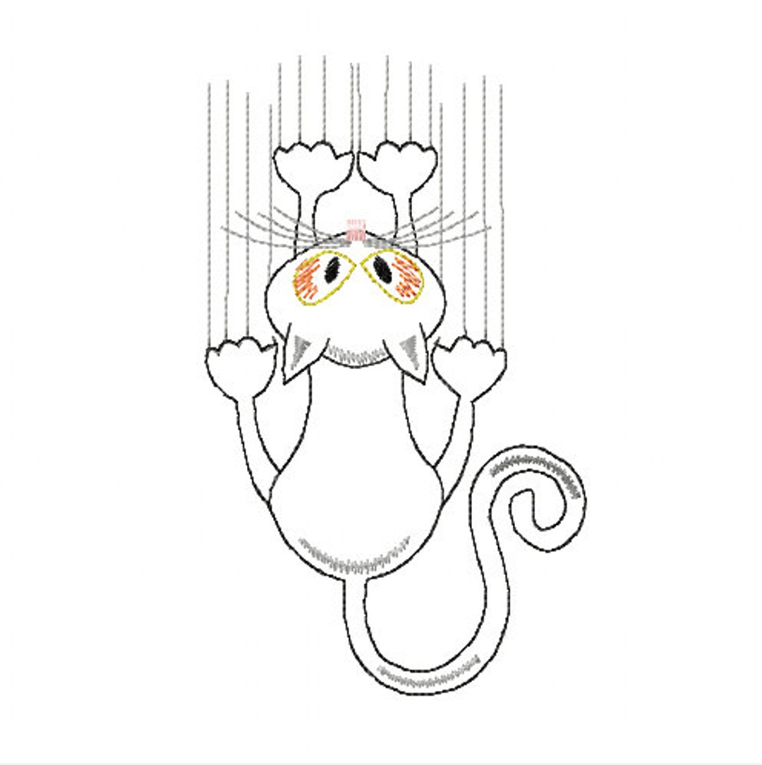 Cat Crazy Machine Embroidery Design Applique Kitten Funny Animals Black ...