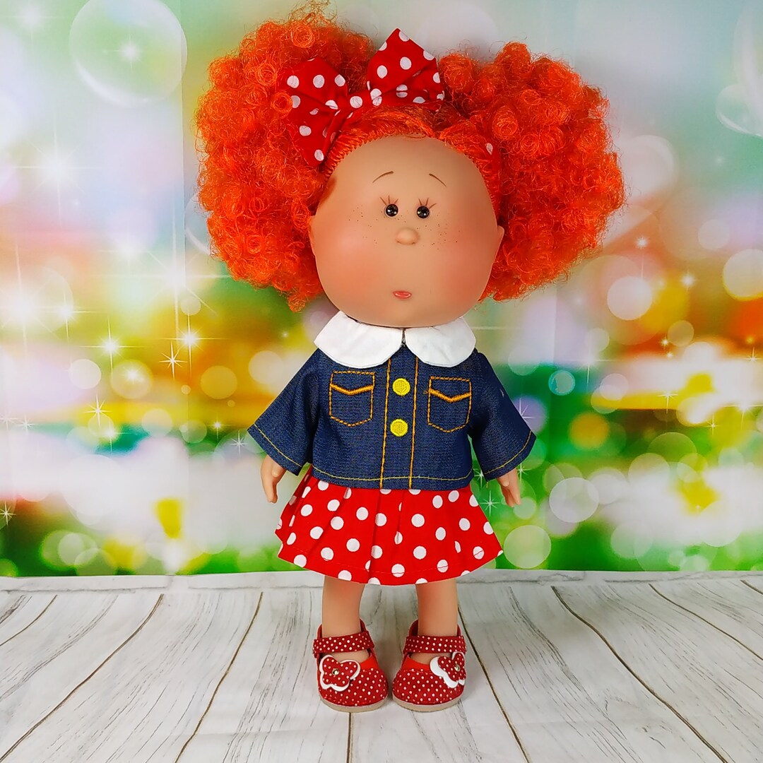 Doll Mia 12'' Nines D'onil Dark Red Hair Polka Dots Dress Jacket Shoes ...