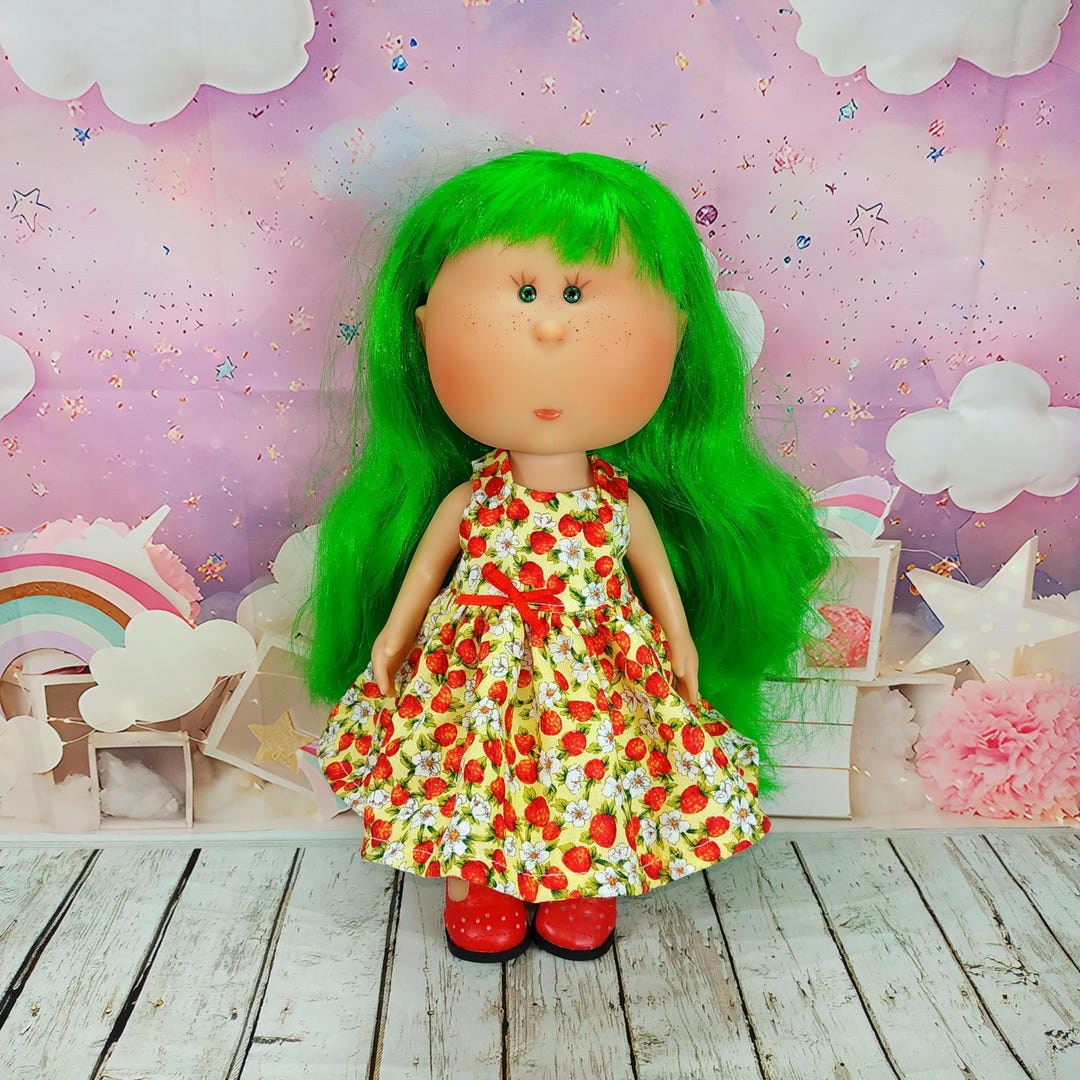Mini Doll Mia 12'' Dressed Girl From Nines D'onil Green Hair - Etsy