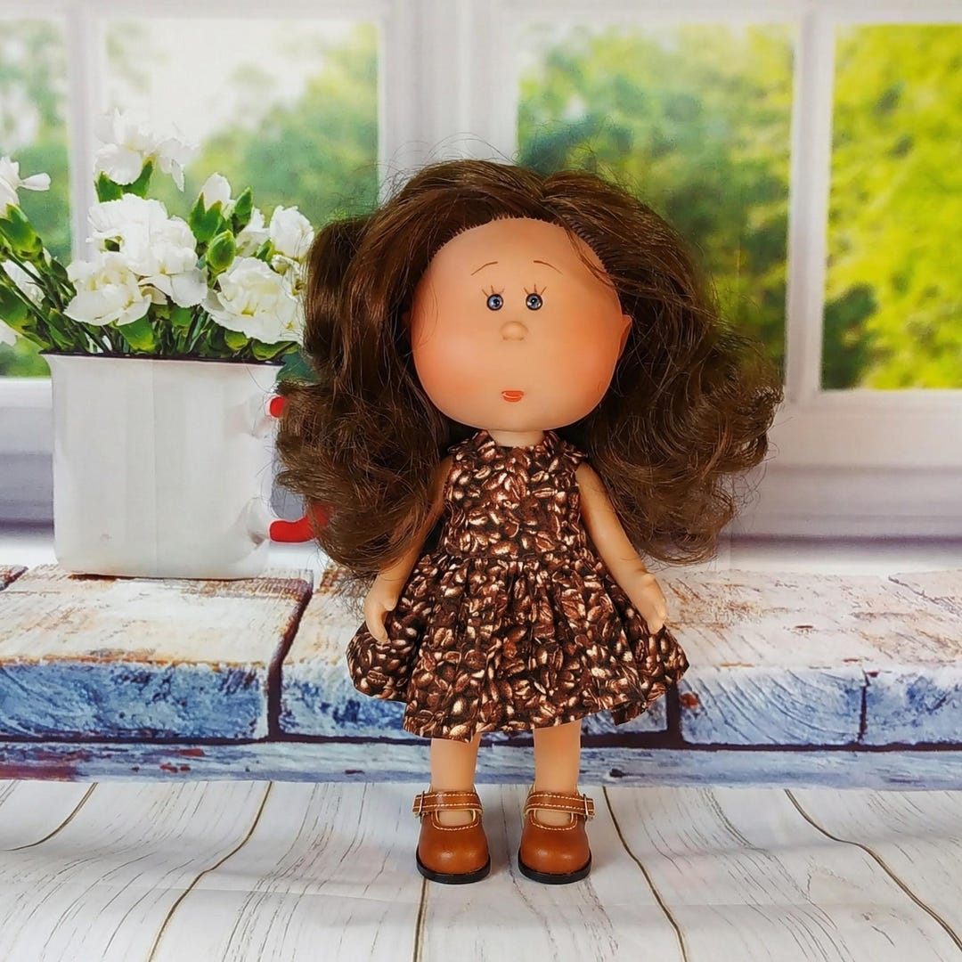Little Doll Mia 9'' From Nines D'onil Brown Girl in Coffe Style Dress ...