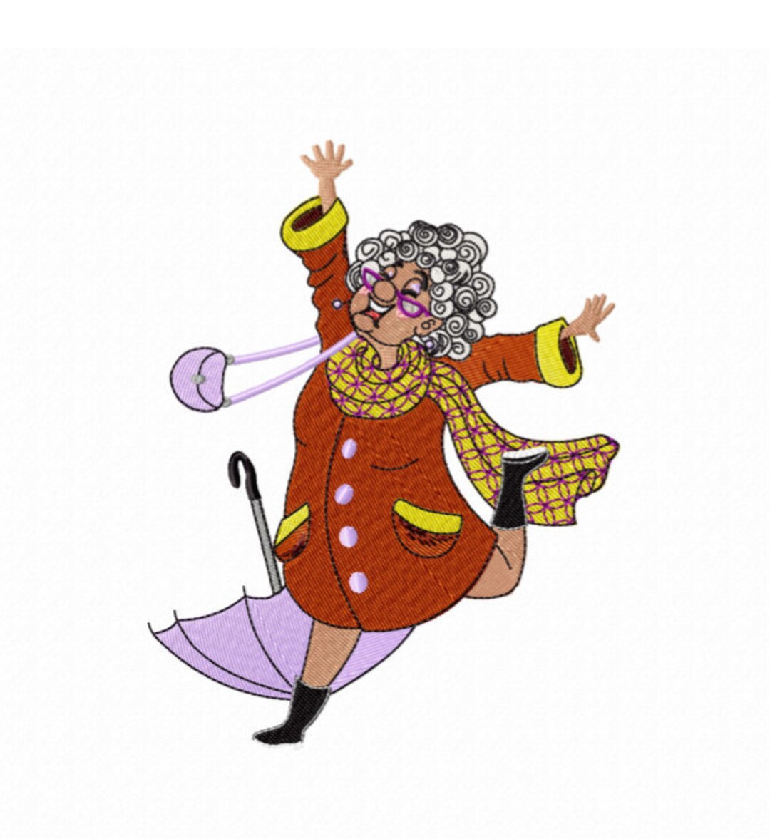 Lady Rain Dance Machine Embroidery Design Funny Grandma - Etsy