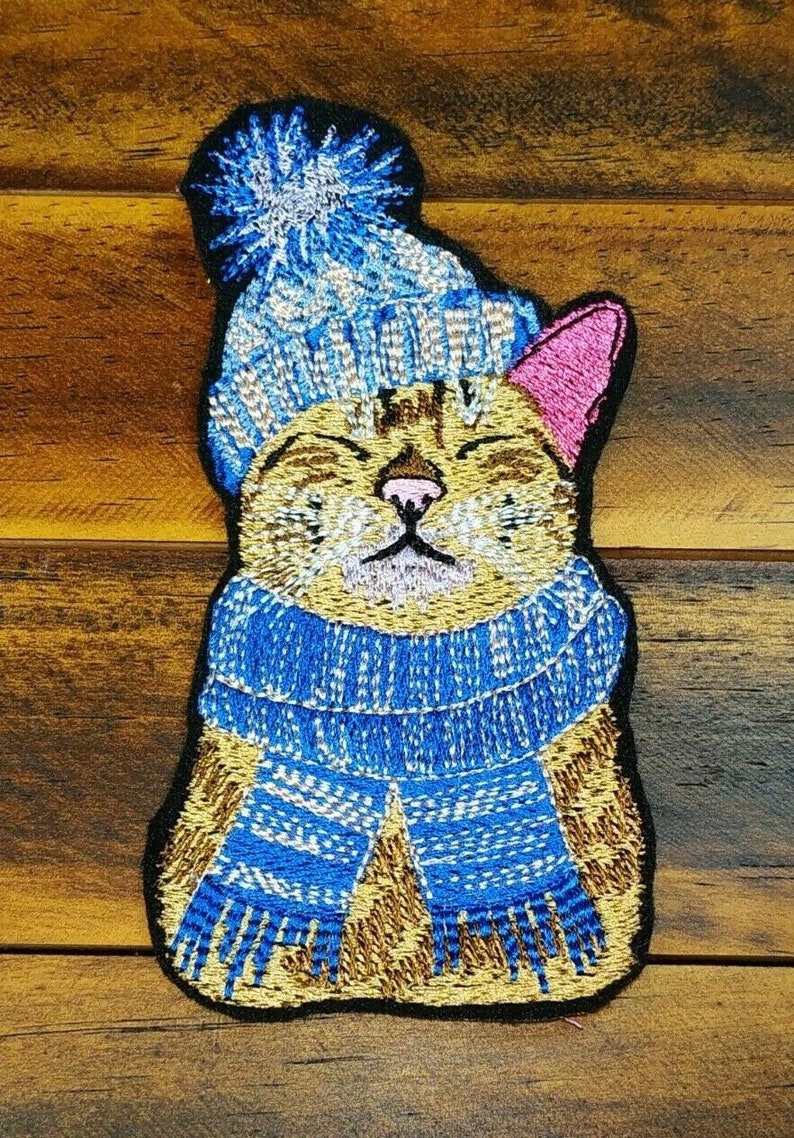 Cat in Hat Machine Embroidery Design Funny Animals Winter Kitten Pompon ...