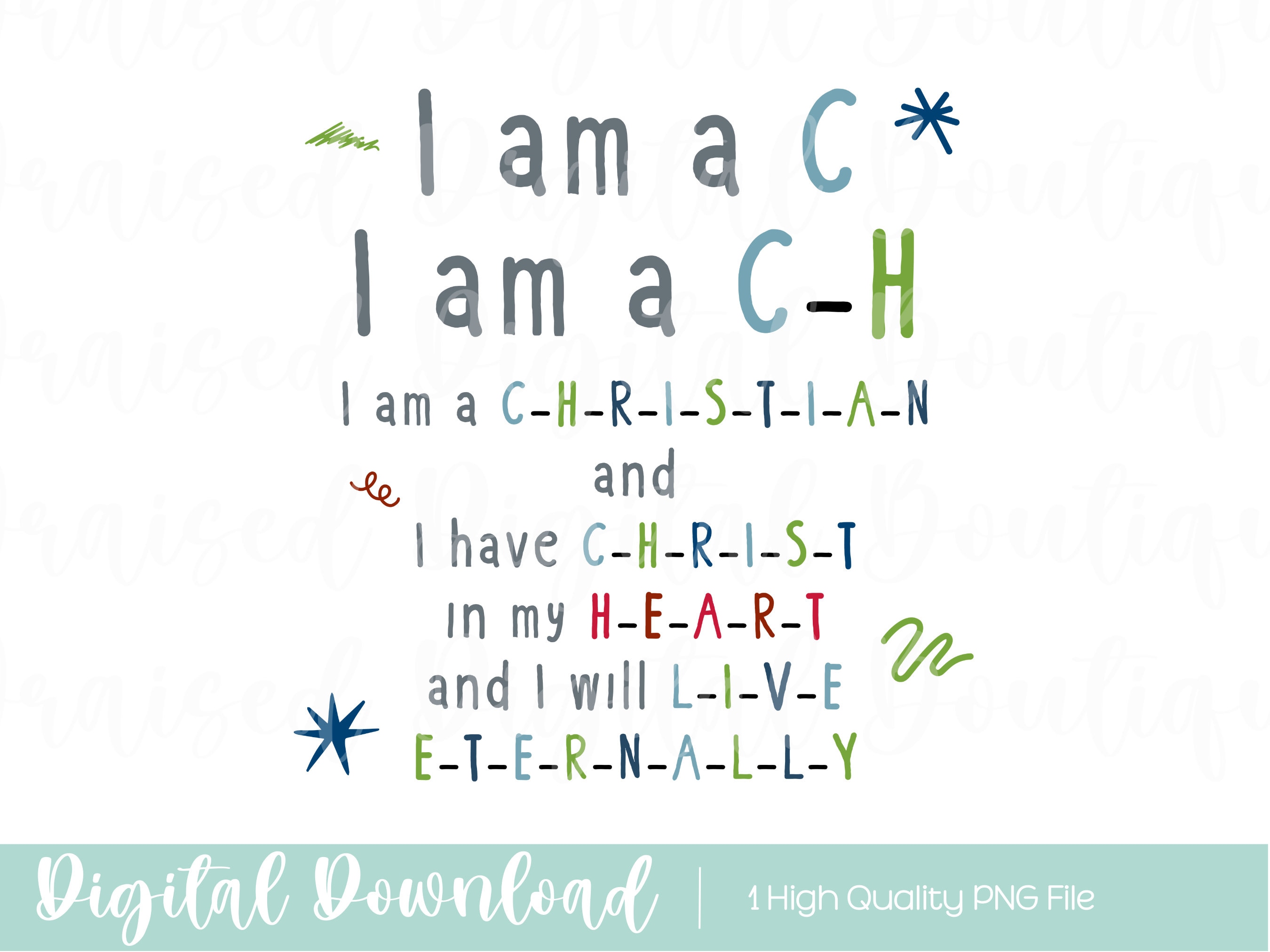 I Am A Christian PNG Christian Kids Song PNG, Kids Sublimation Digital ...