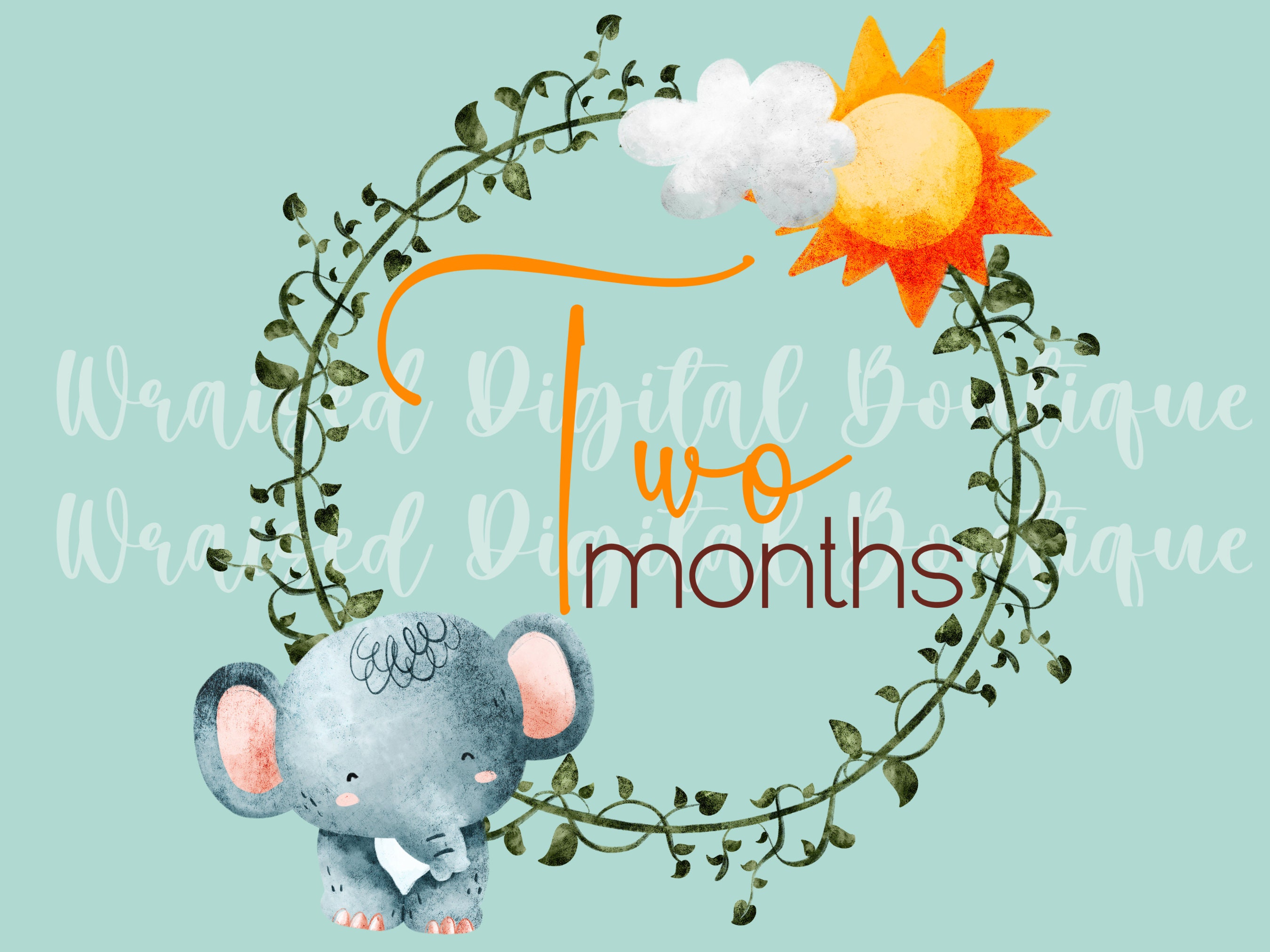 Safari Animals Two Month Baby PNG | Baby's 2nd Month PNG, Jungle ...