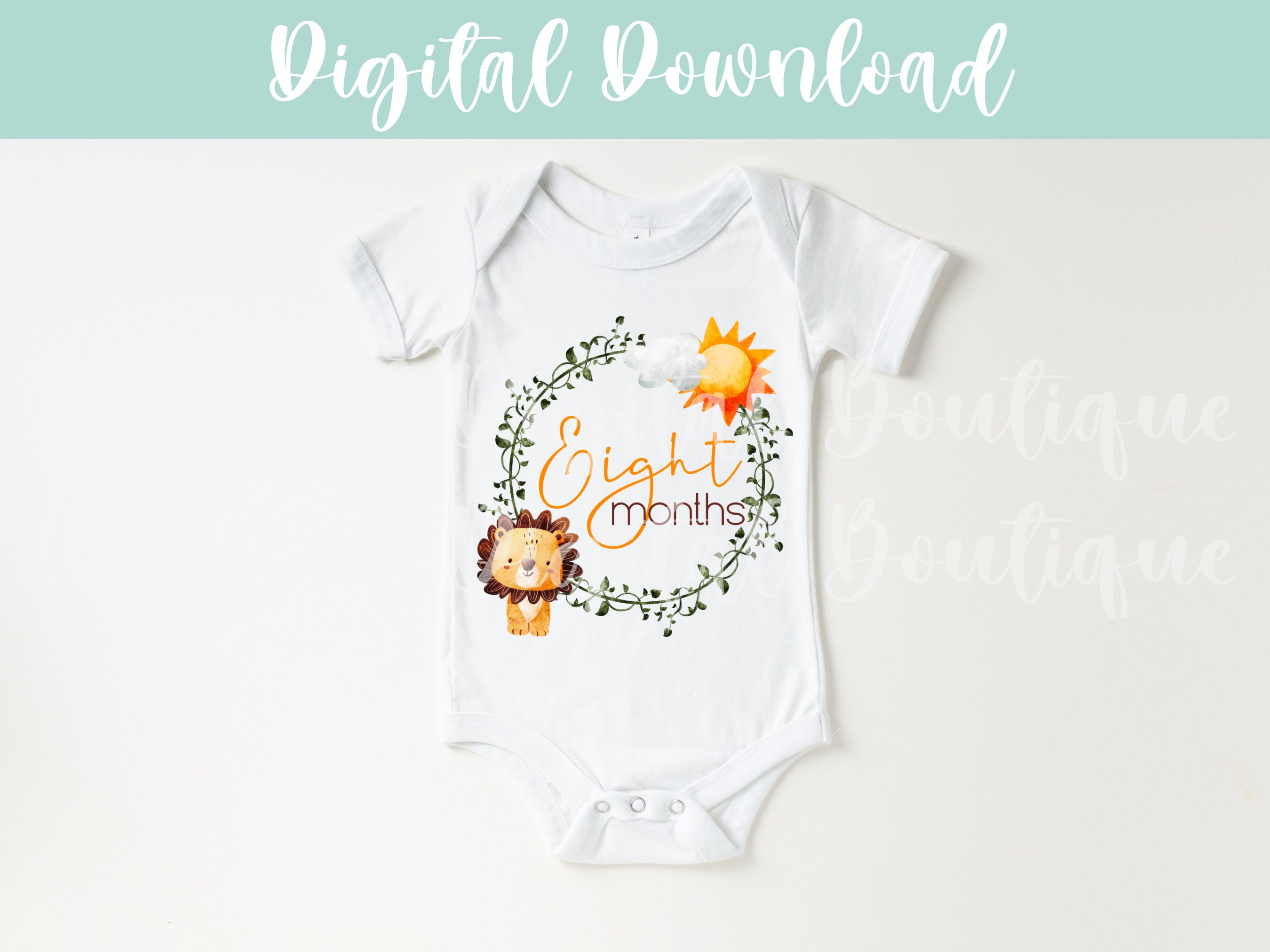 Safari Animals Eight Month Baby PNG Baby's 8th Month PNG, Jungle ...