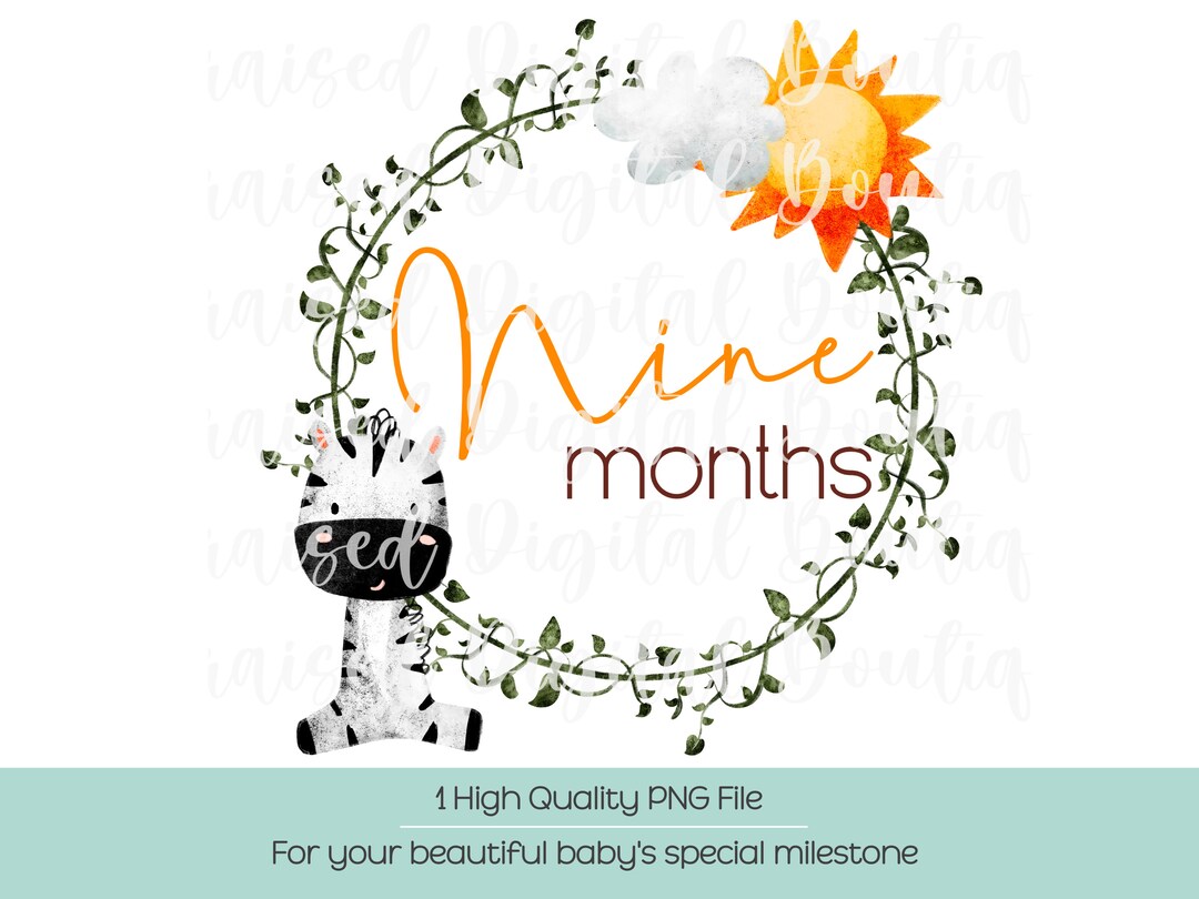 Safari Animals Nine Month Baby PNG | Baby's 9th Month PNG, Jungle ...