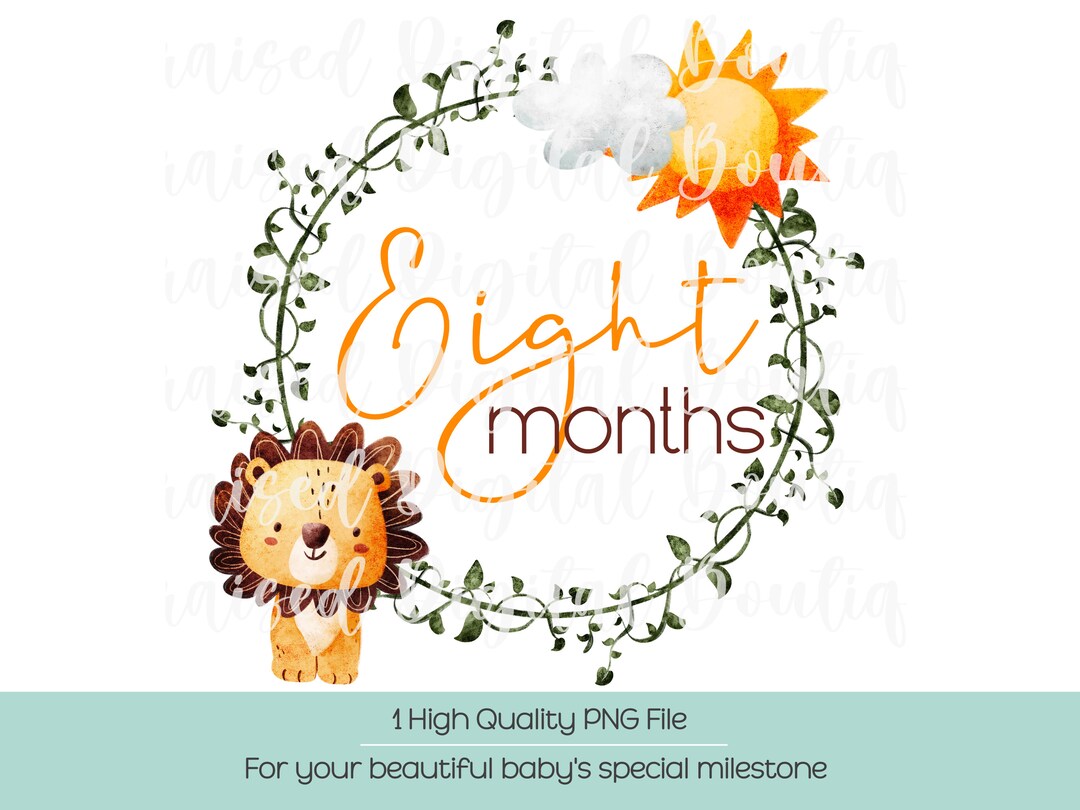 Safari Animals Eight Month Baby PNG | Baby's 8th Month PNG, Jungle ...