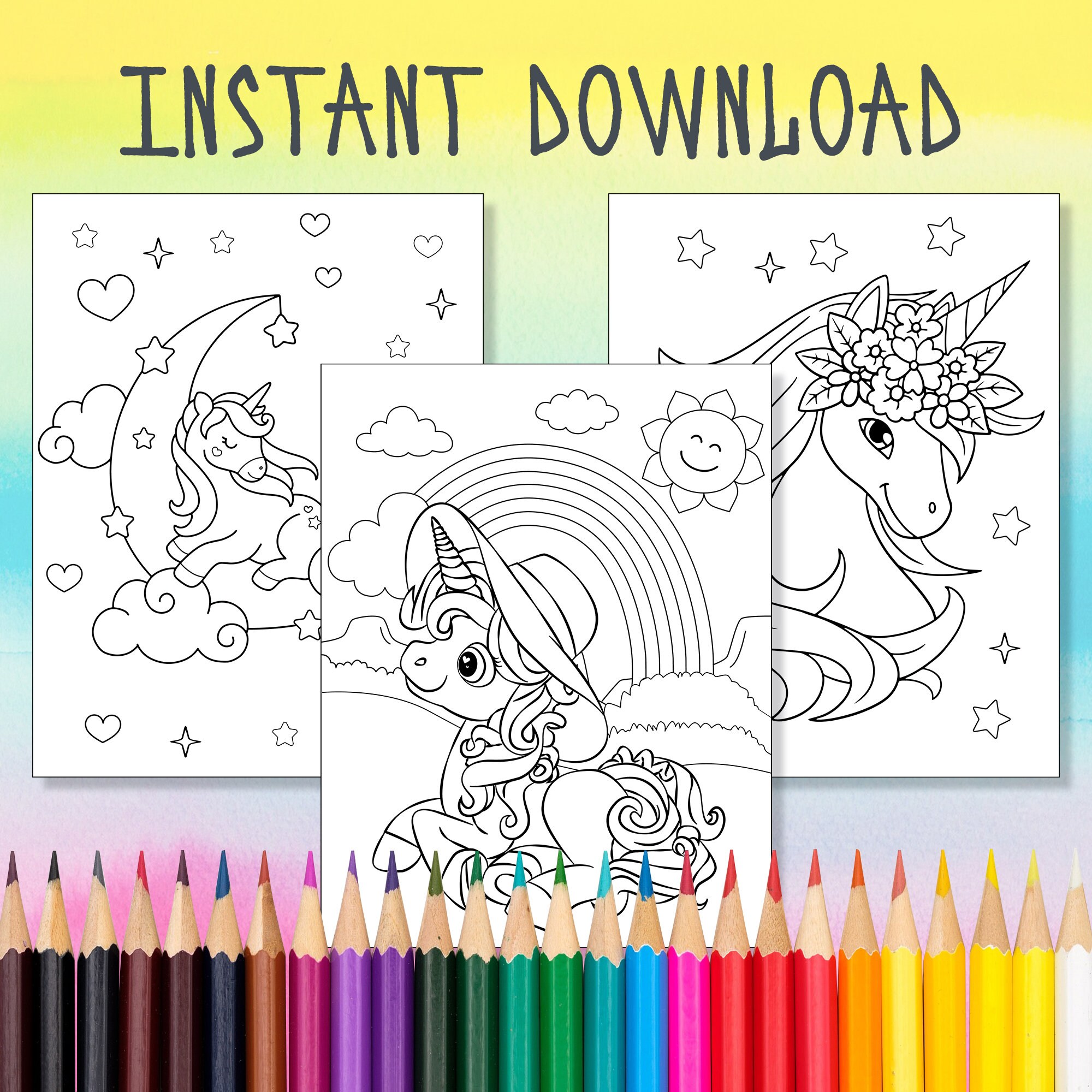 10 Cute Unicorn Coloring Pages for Kids, Unicorn Coloring Pages ...