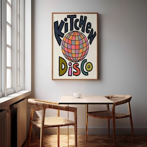 Retro Kitchen Disco Wall Art, Disco Wall Print, Vintage Home Art ...