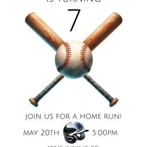 Minimalist Baseball Birthday Invitation, Editable Kids Birthday ...