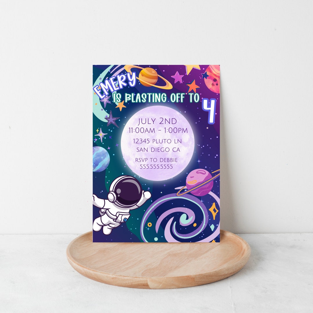 Space Birthday Invitation, Editable Kids Invitation, Astronaut Birthday ...