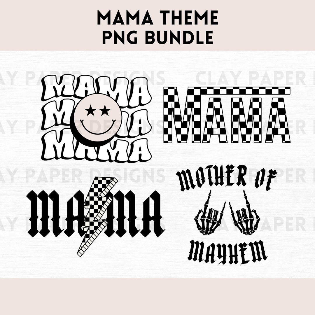 Trendy Mama Clipart Png Bundle, Checkered Mama, Smiley Clipart, Cute ...