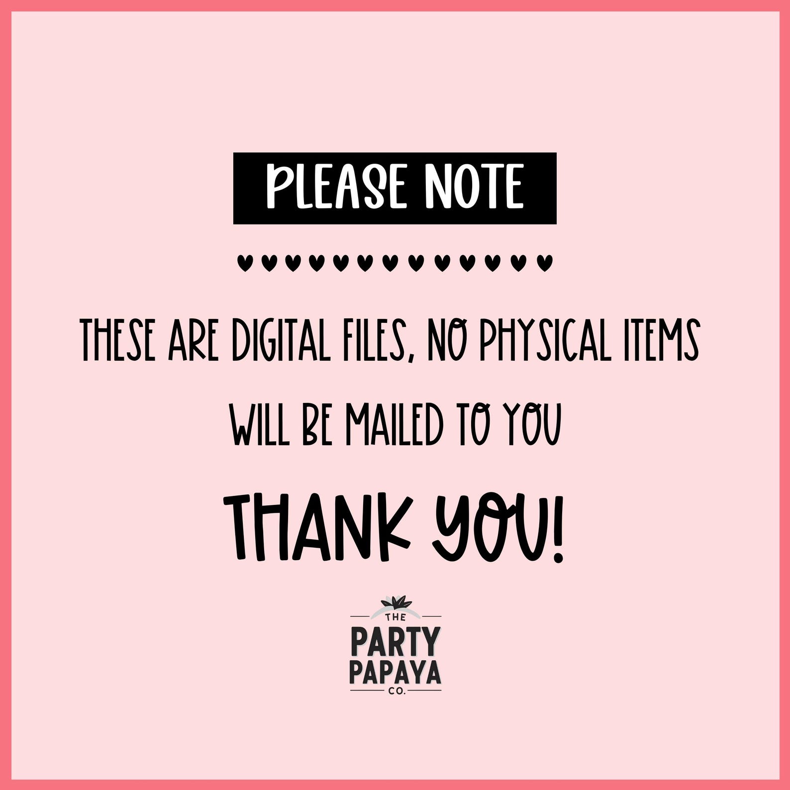 Thank You Party Tags, Party Favor Tags, Instant Print Digital Thank You ...