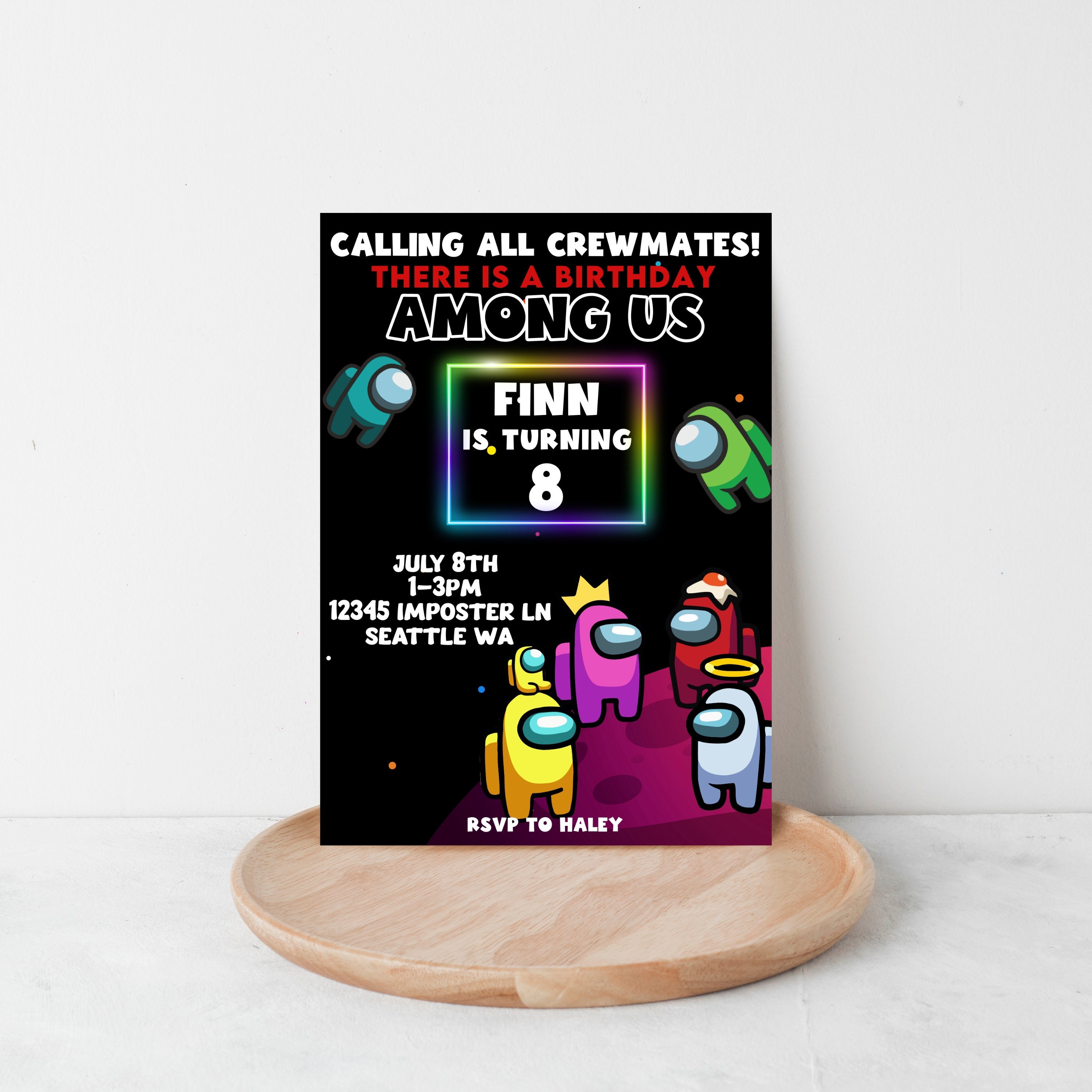 Among Us Invitation, Among Us Birthday, Birthday Invitation, Editable ...