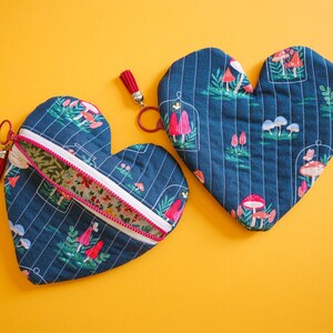 Boho Heart Zipper Pouch | Boho Makeup Bag | Quilted Heart Shaped Pouch ...