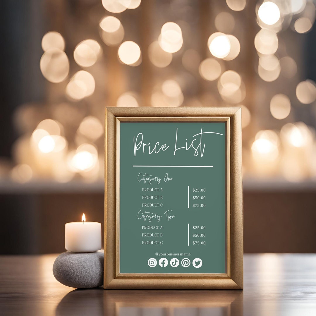 Modern Editable Price List Template, Trendy Small Business QR Code ...