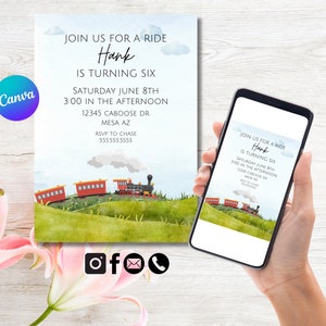 Kids Train Birthday Invitation, Boys Train Birthday, Girls Train ...