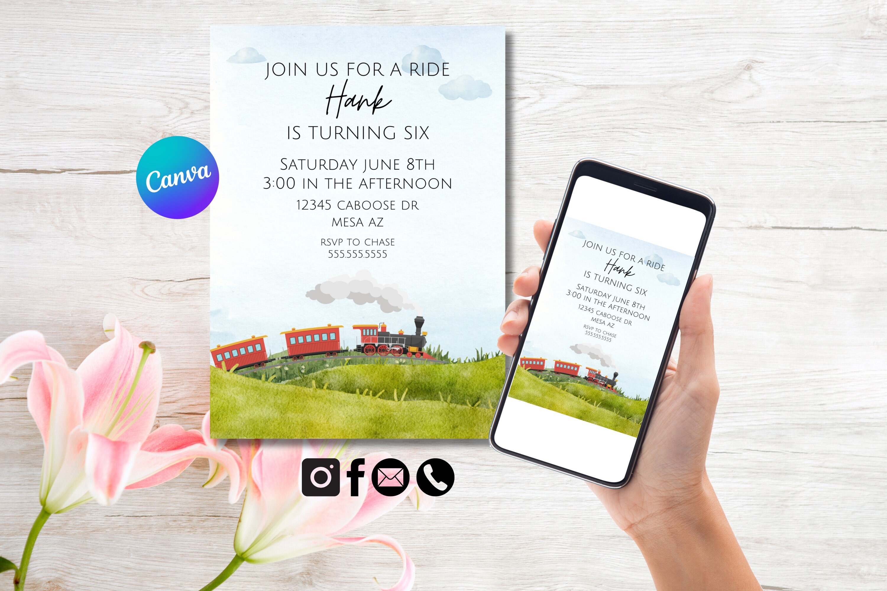 Kids Train Birthday Invitation, Boys Train Birthday, Girls Train ...