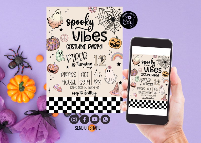 Spooky Birthday Invitation Halloween Party Costume Party - Etsy