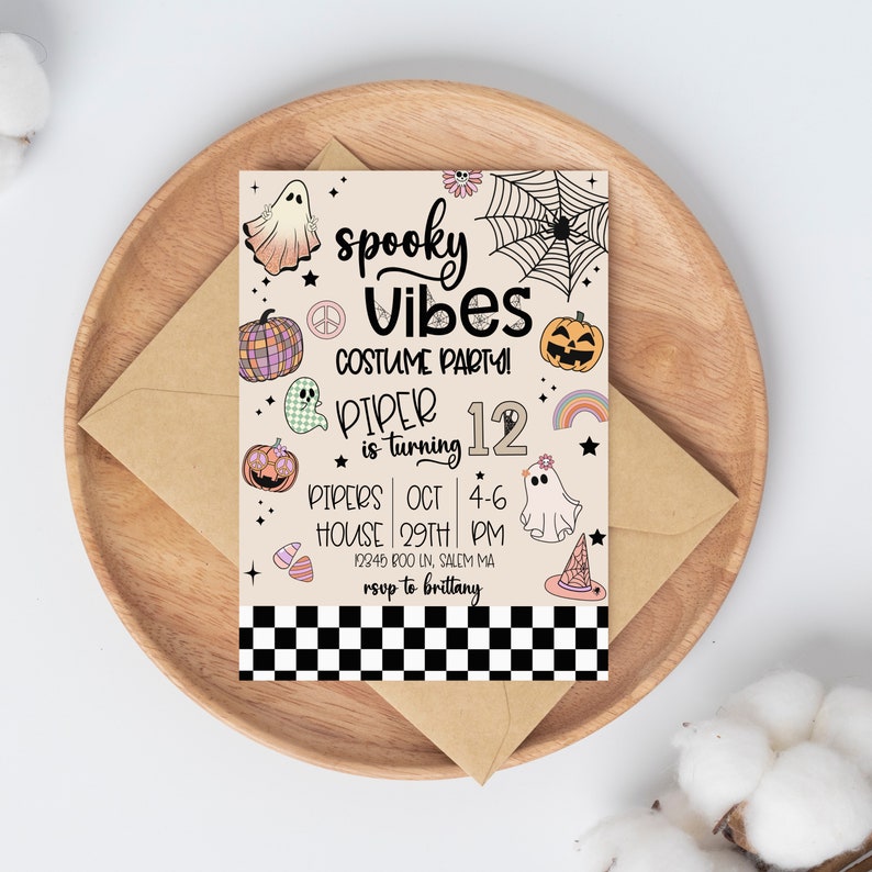 Spooky Birthday Invitation, Halloween Party, Costume Party, Kids ...