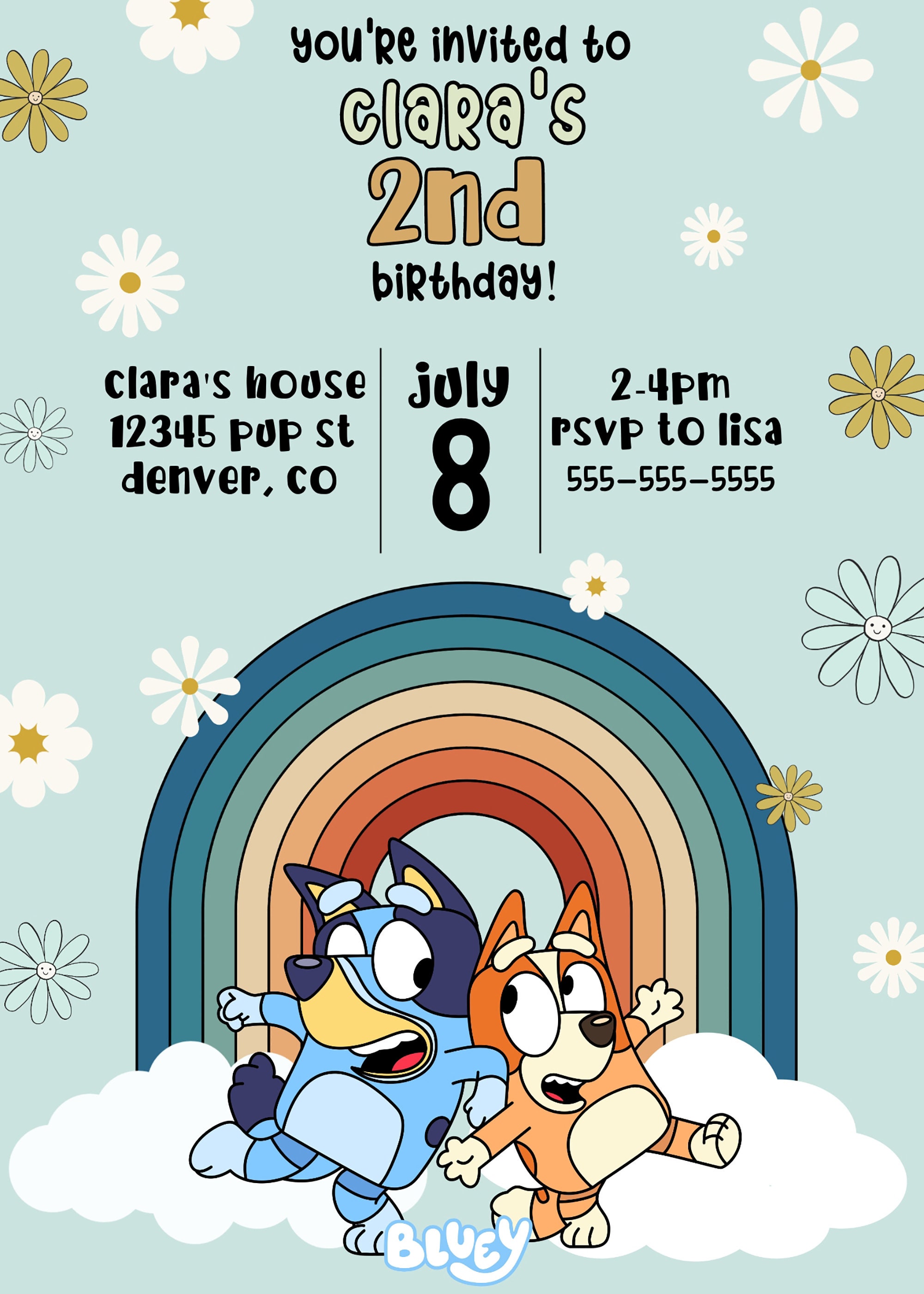 Bluey Invitation, Bluey Birthday, Kids Birthday, Kids Invitation ...