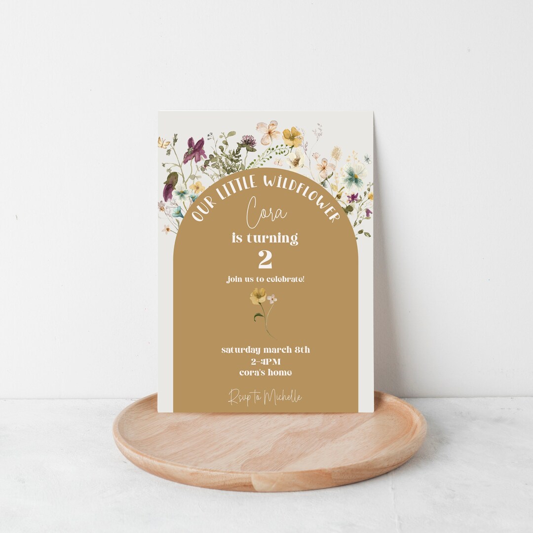 Wildflower Birthday Invitation, Girls Birthday, Floral Invitation ...