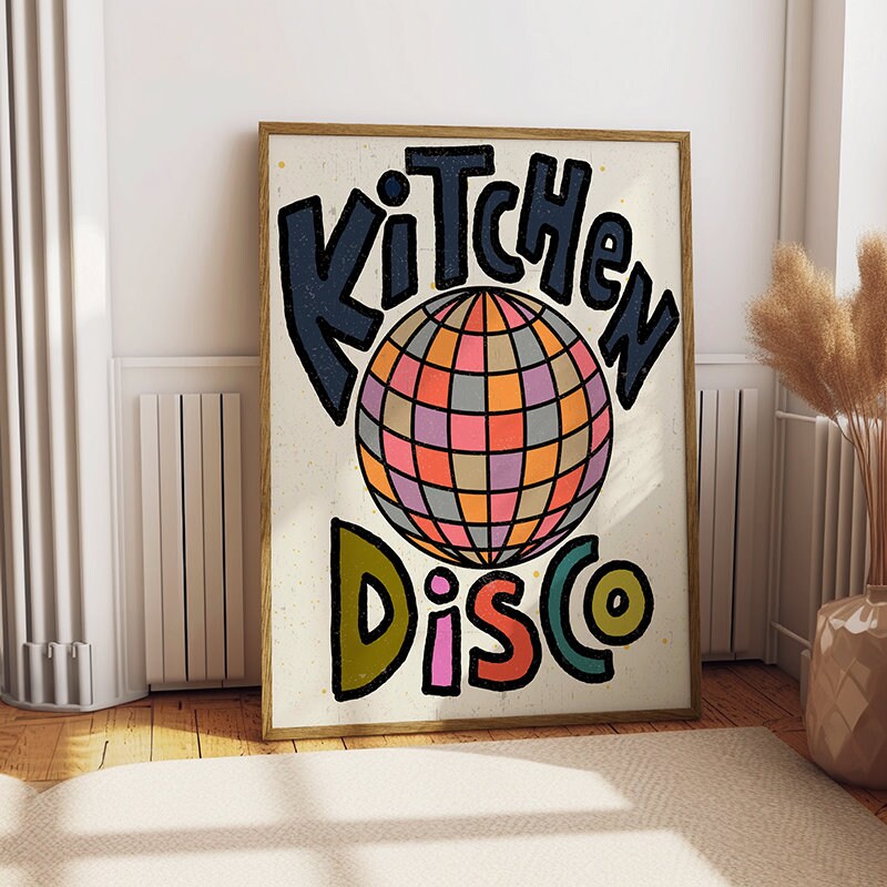 Retro Kitchen Disco Wall Art, Disco Wall Print, Vintage Home Art ...