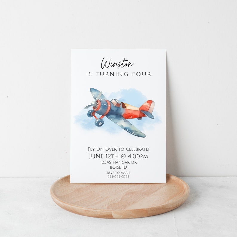 Airplane Birthday Invitation, Editable Kids Birthday Invitation ...
