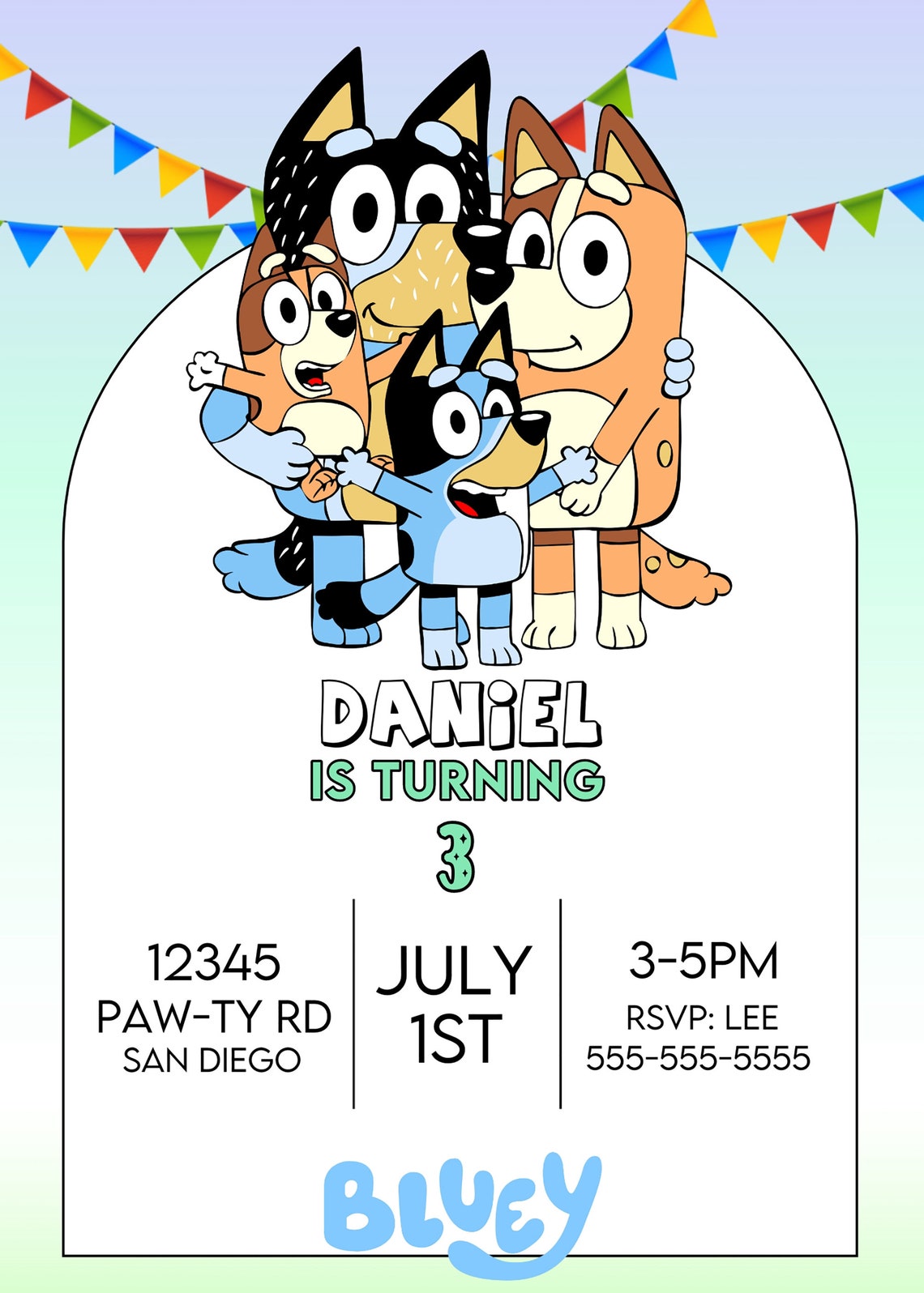 Bluey Invitation, Bluey Birthday, Birthday Invitation, Kids Birthday ...