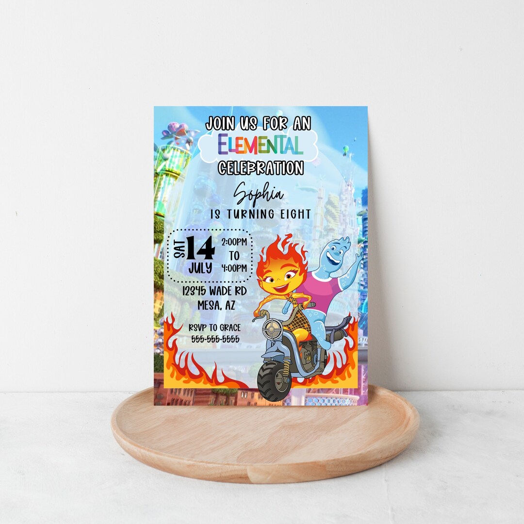 Editable Birthday Invitation, Element City Party Invitation, Kids ...