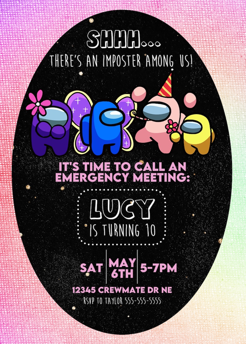 Among Us, Among Us Invitation, Kids Birthday, Birthday Invitation ...